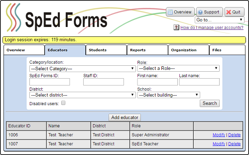 How do I manage user accounts? [SpEd Forms Documentation]